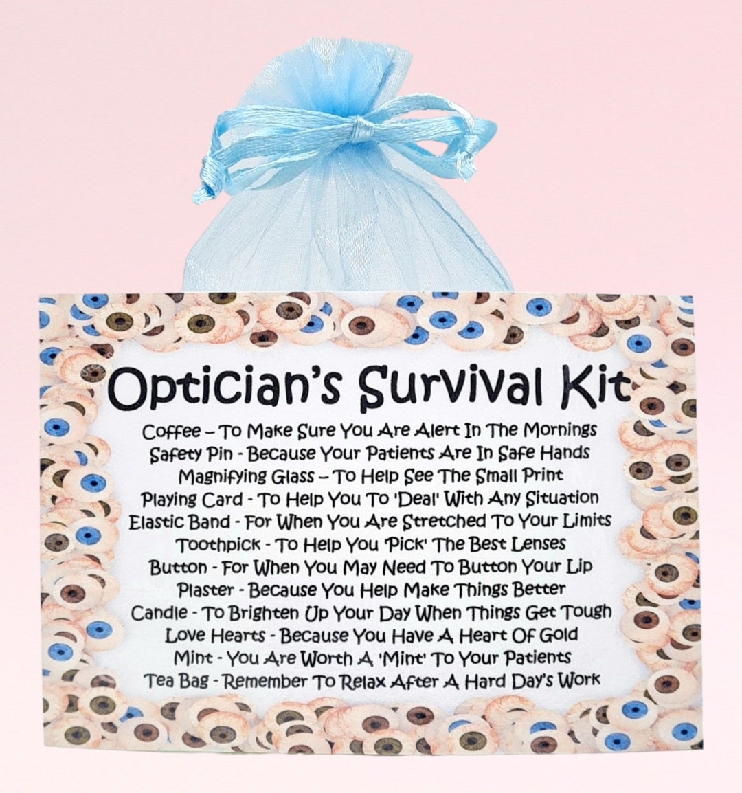 Optician's Survival Kit ~ Fun Novelty Gift & Card Alternative ...
