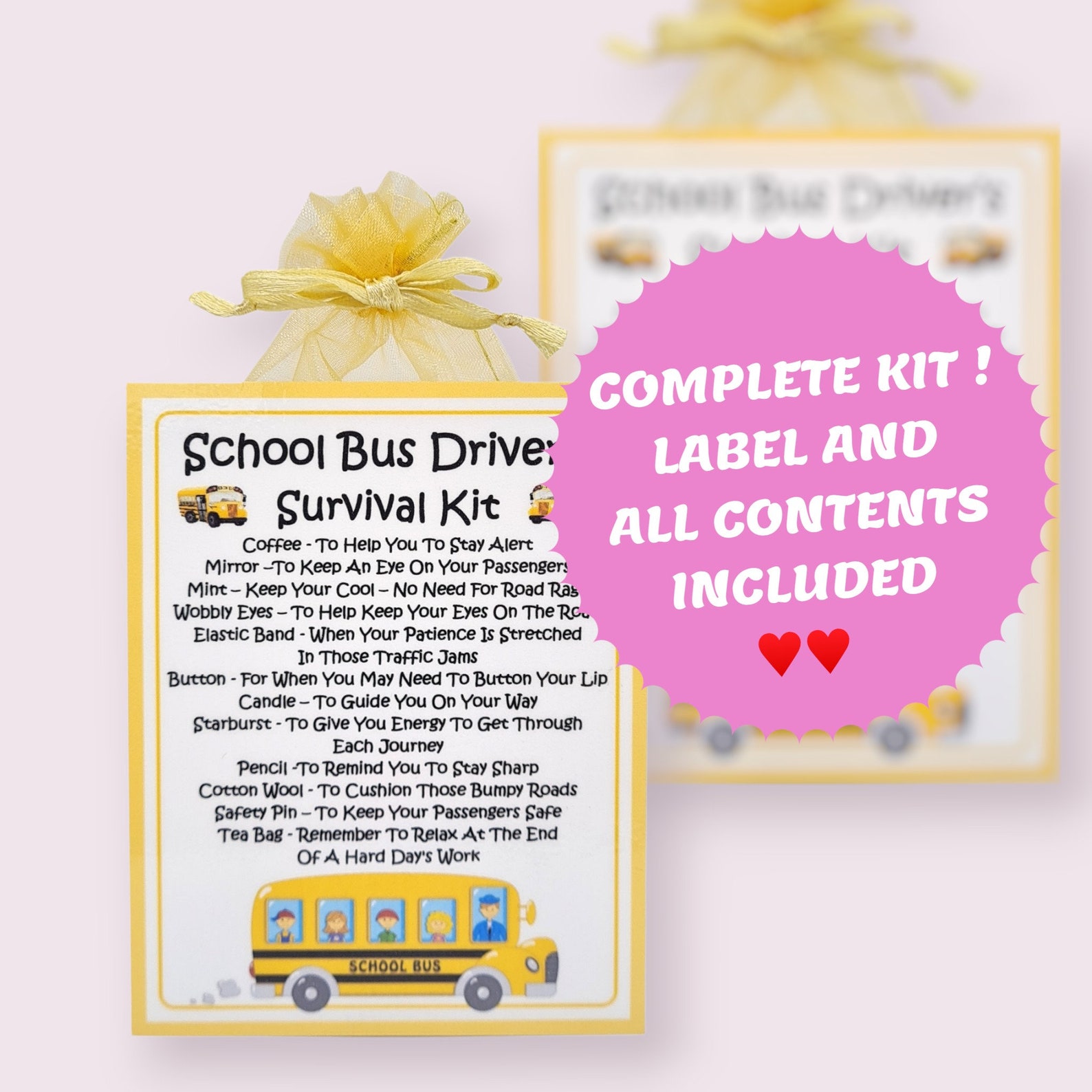 School Bus Driver's Survival Kit USA Fun Novelty Gift & Card Birthday ...