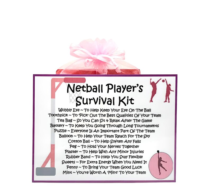 Netball Player's Survival Kit ~ Fun Novelty Gift & Card | Birthday ...
