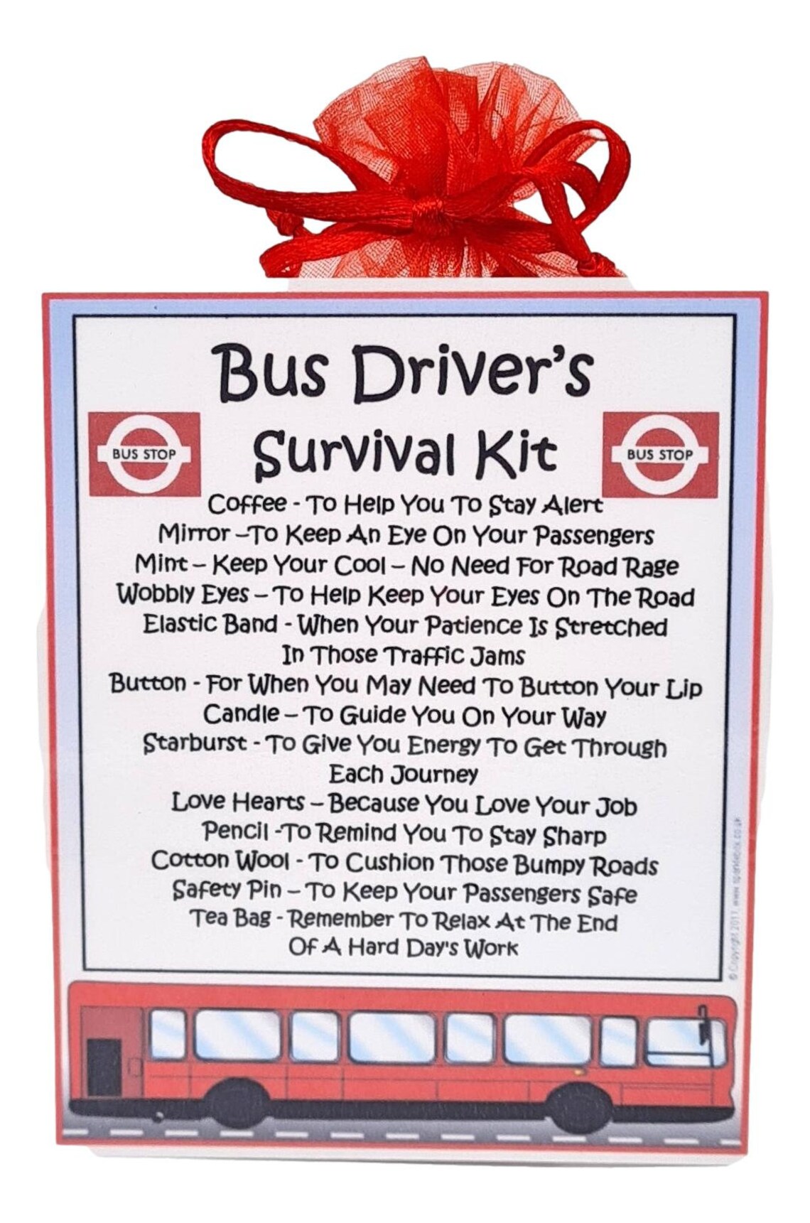 Bus Driver's Survival Kit Fun Novelty Gift & Card - Etsy