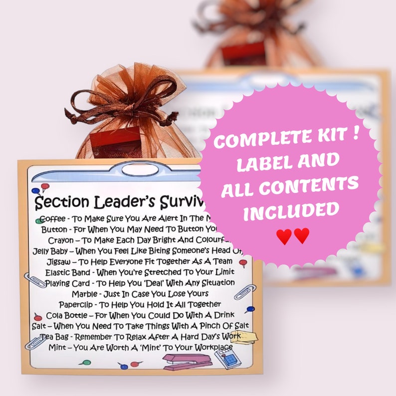 Section Leader's Survival Kit ~ Fun Novelty Gift & Card Alternative ...