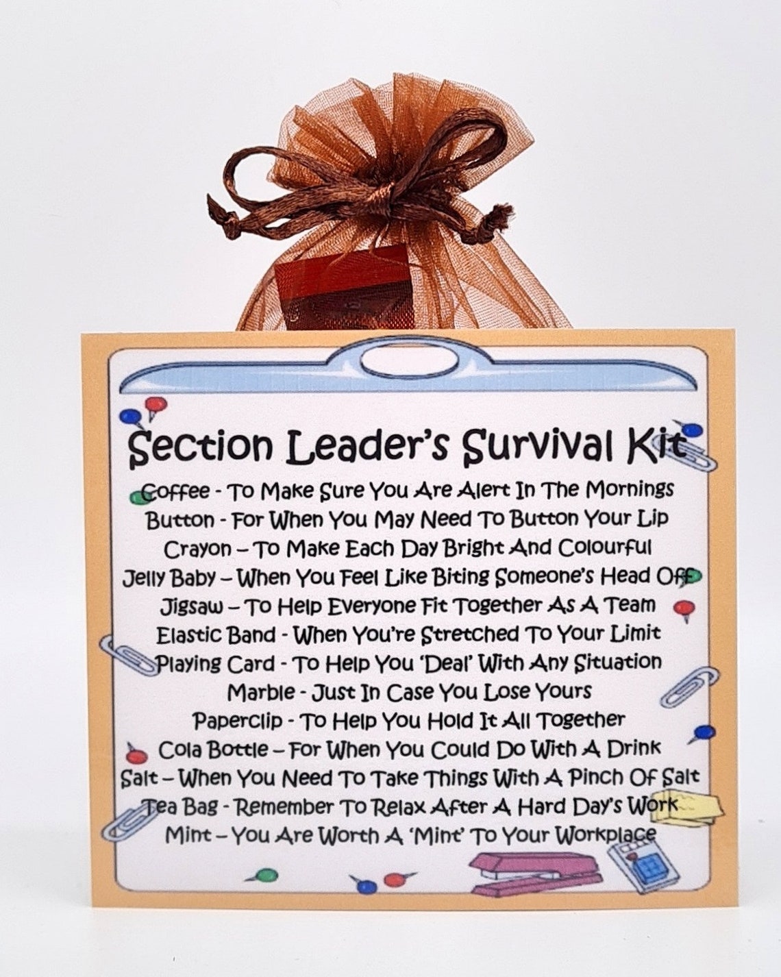 Section Leader's Survival Kit ~ Fun Novelty Gift & Card Alternative ...