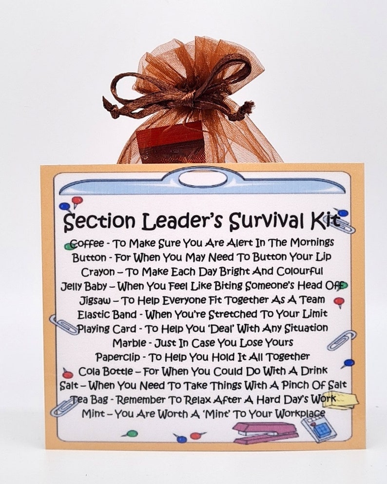 Section Leader's Survival Kit ~ Fun Novelty Gift & Card Alternative ...