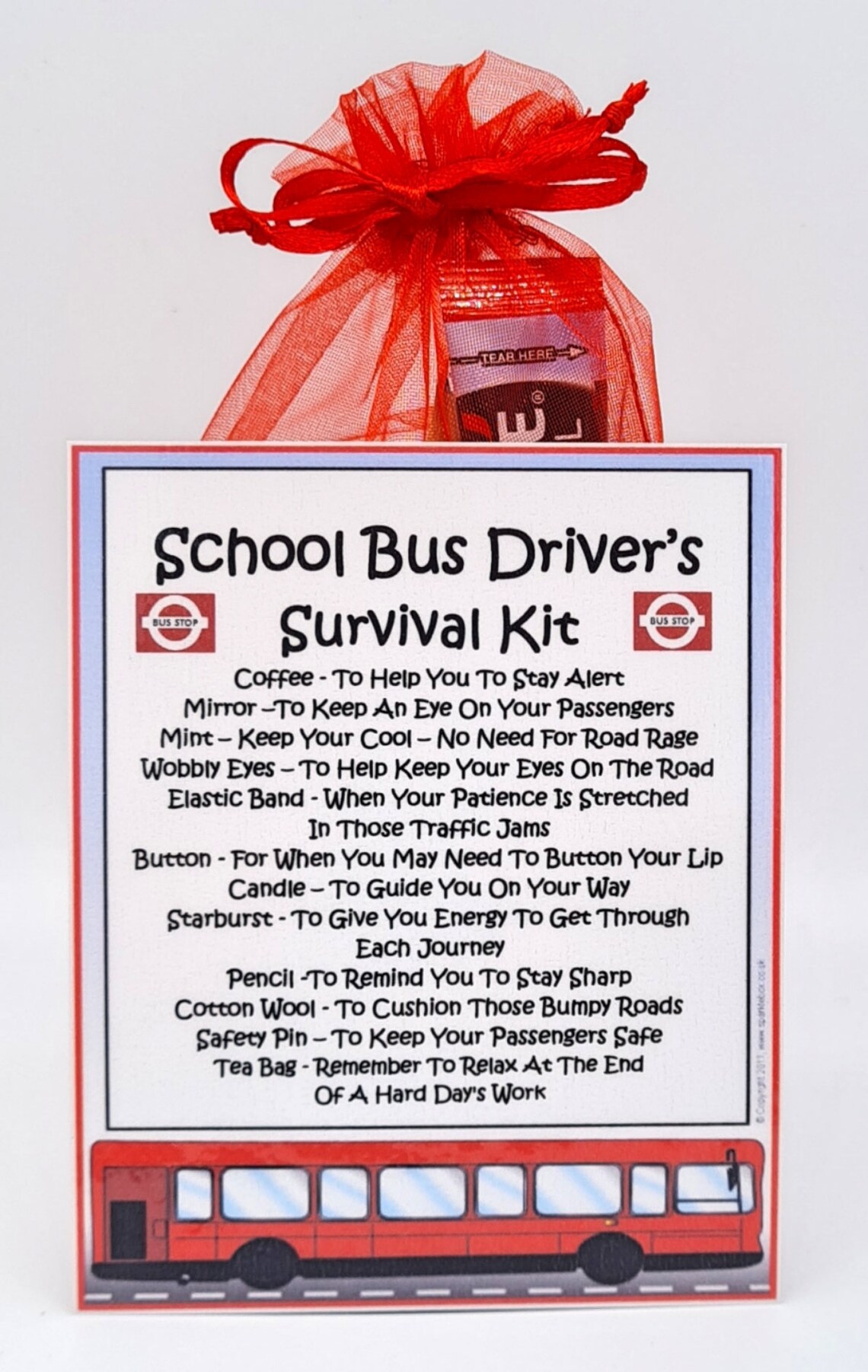School Bus Driver's Survival Kit ~ Fun Novelty Gift & Card | Birthday ...
