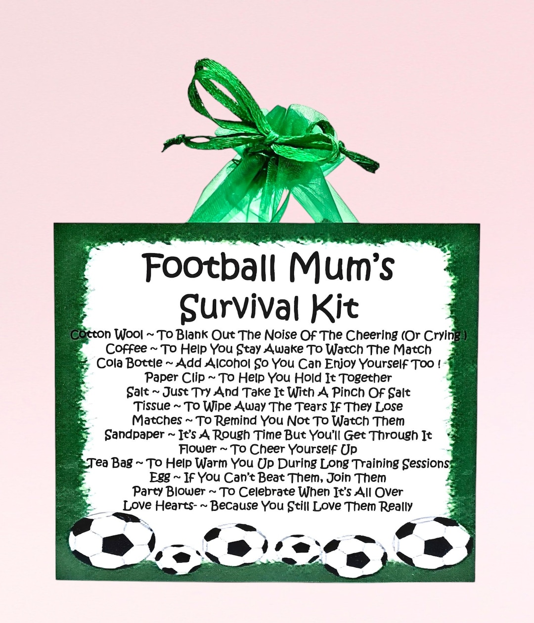 Football Mum's Survival Kit ~ Fun Novelty Gift & Card Alternative ...