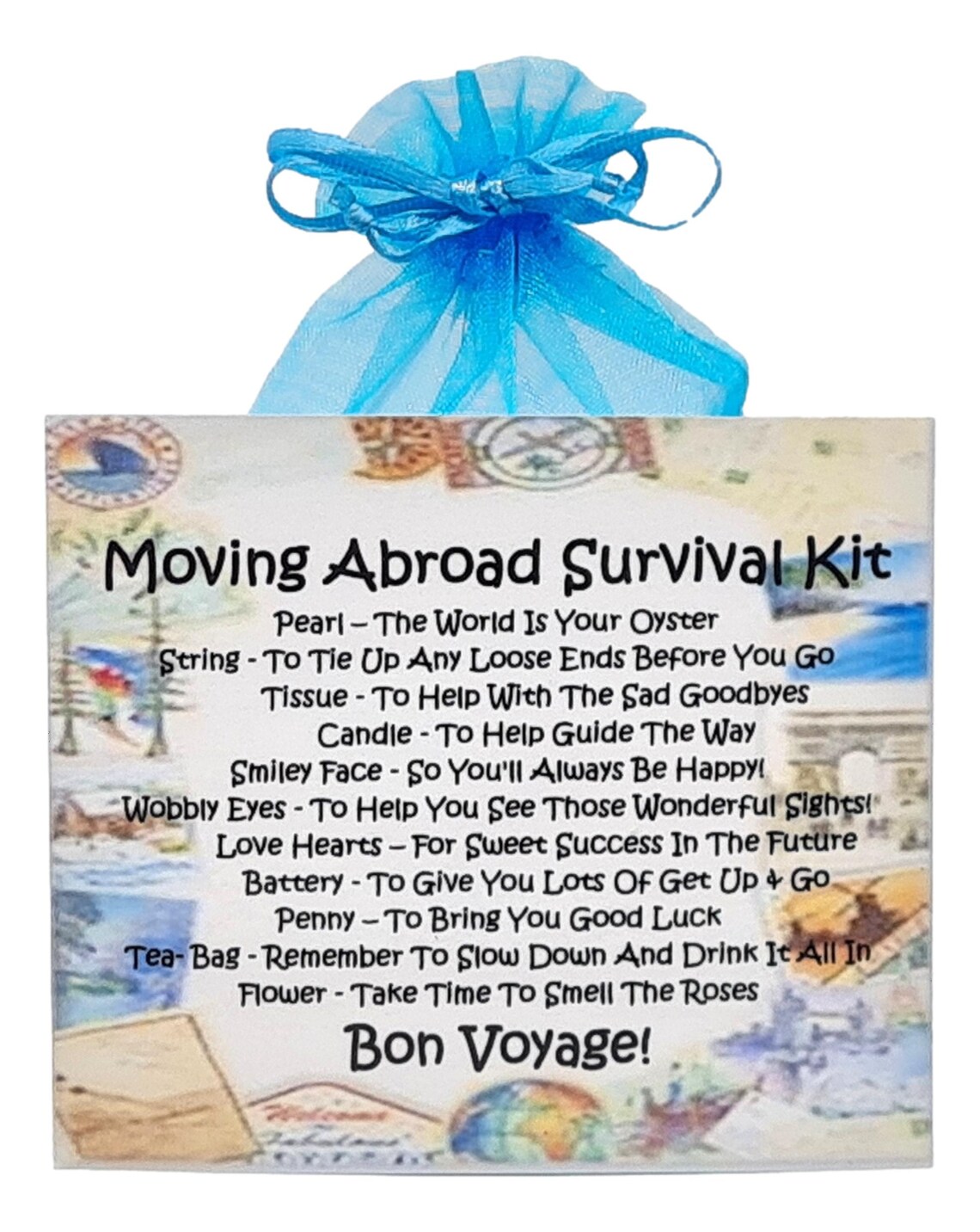 Moving Abroad Survival Kit ~ Fun Novelty Gift | Good Luck | Goodbye ...