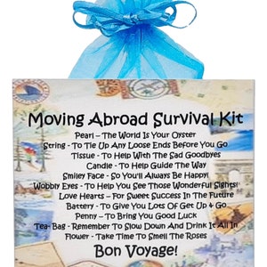 Moving Abroad Survival Kit ~ Fun Novelty Gift | Good Luck | Goodbye ...