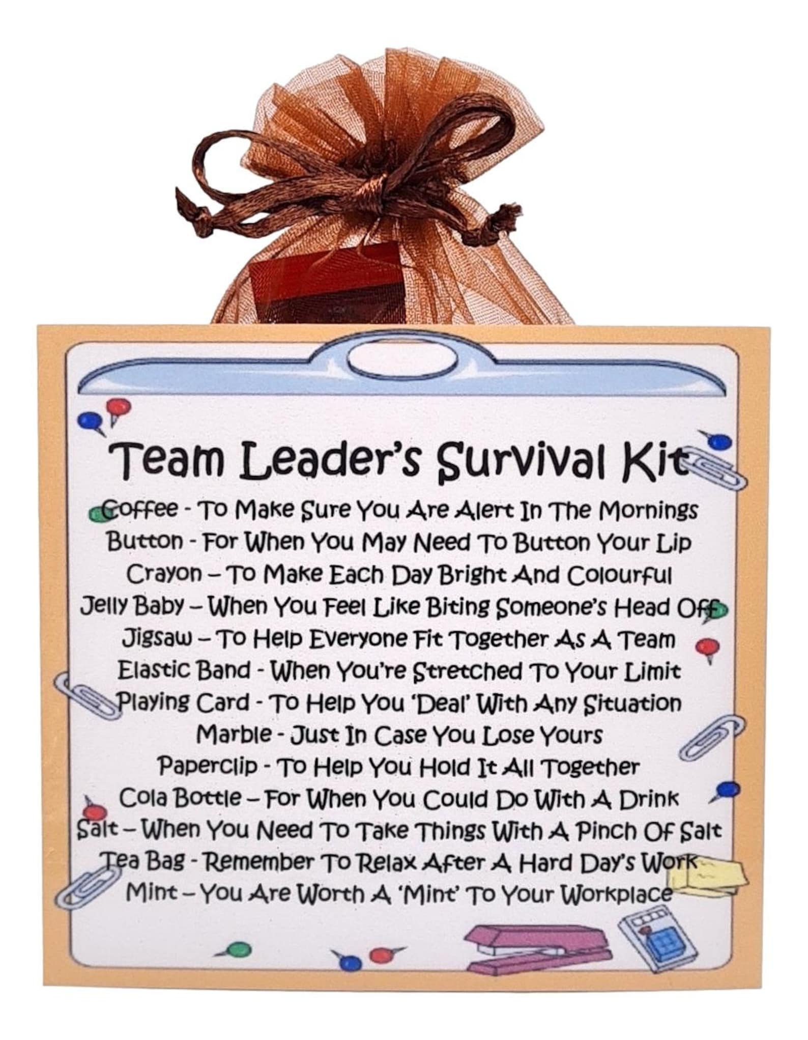 Team Leader Survival Kit ~ Fun Novelty Gift & Card | Birthday Present ...