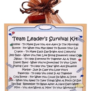 Team Leader Survival Kit ~ Fun Novelty Gift & Card | Birthday Present ...