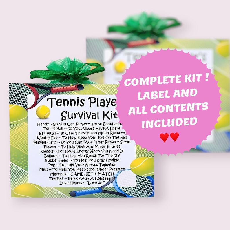 Tennis Player's Survival Kit ~ Fun Novelty Gift & Card | Birthday ...