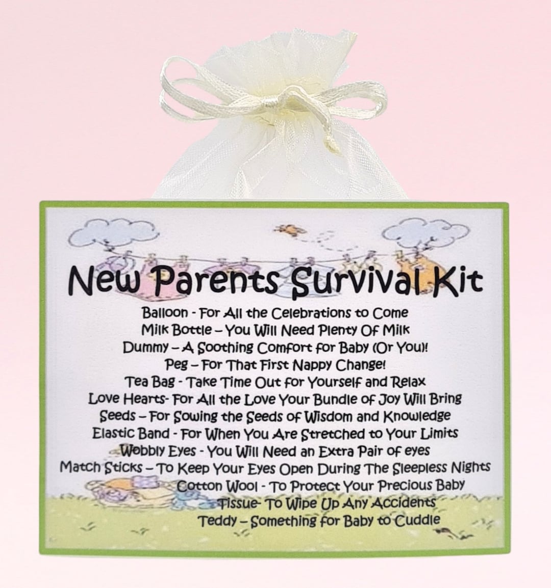 New Parents Survival Kit ~ Novelty Gift Card & Keepsake | Birth ...