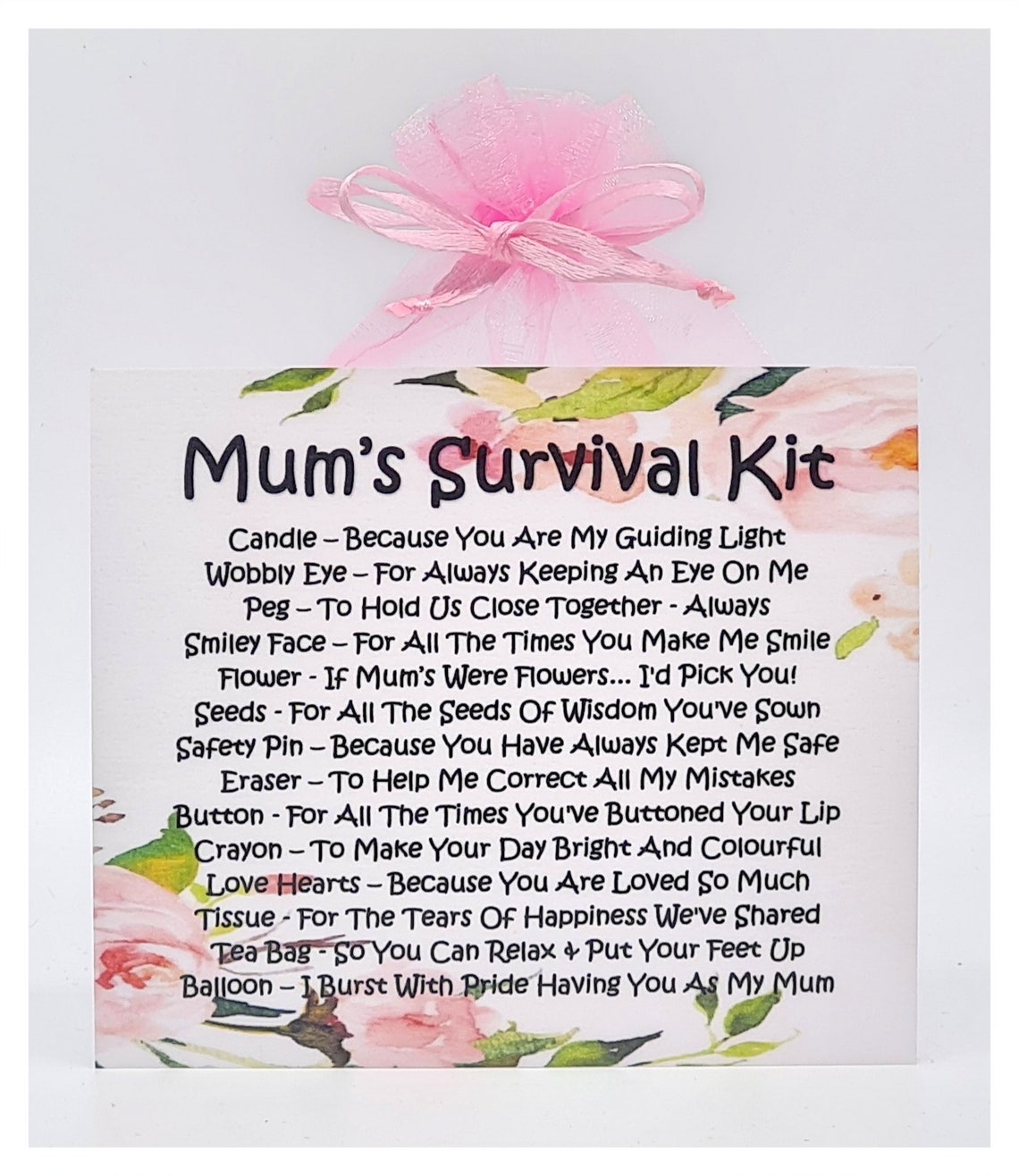 Mum's Survival Kit ~ Fun Novelty Gift & Card | Birthday Present ...
