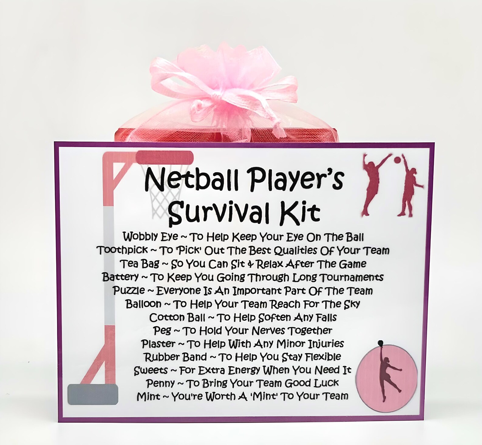 Netball Player's Survival Kit ~ Fun Novelty Gift & Card | Birthday ...