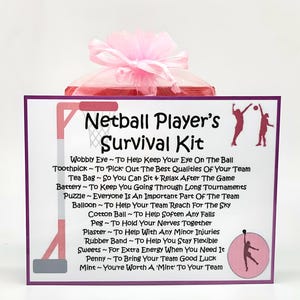 Netball Player's Survival Kit ~ Fun Novelty Gift & Card | Birthday ...