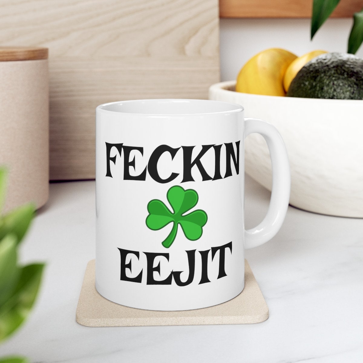 Feckin Eejit Funny St Patrick's Day Coffee Mug, Funny Irish Slang Gift ...