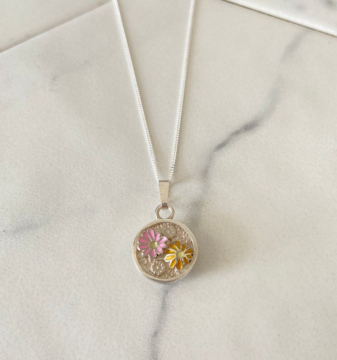 Handmade Cornish Jewellery - Sterling Silver, Enamel Flower Necklace ...