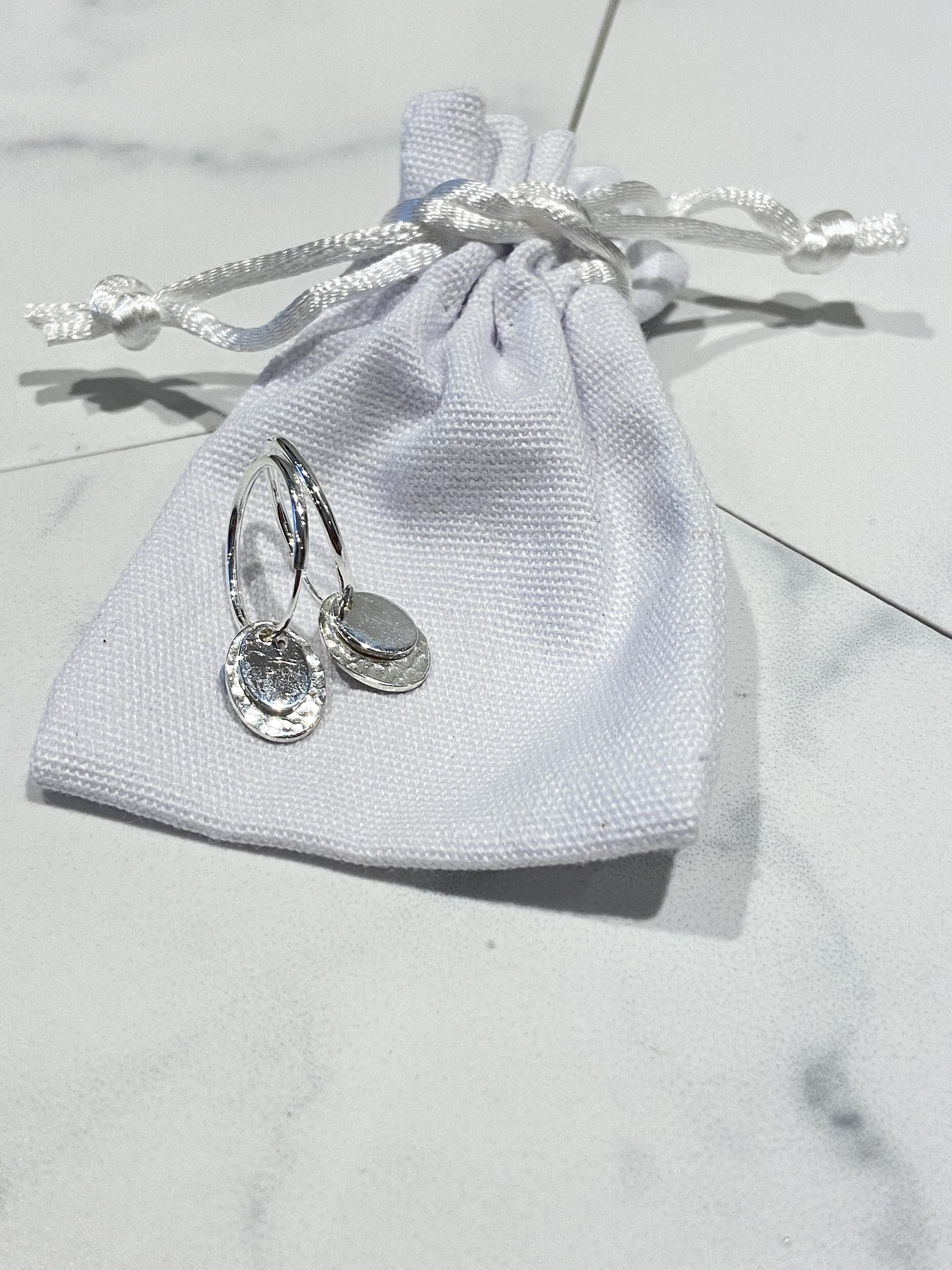 Handmade Cornish Jewellery Sterling Silver Hammered Oval Hoop Earrings ...