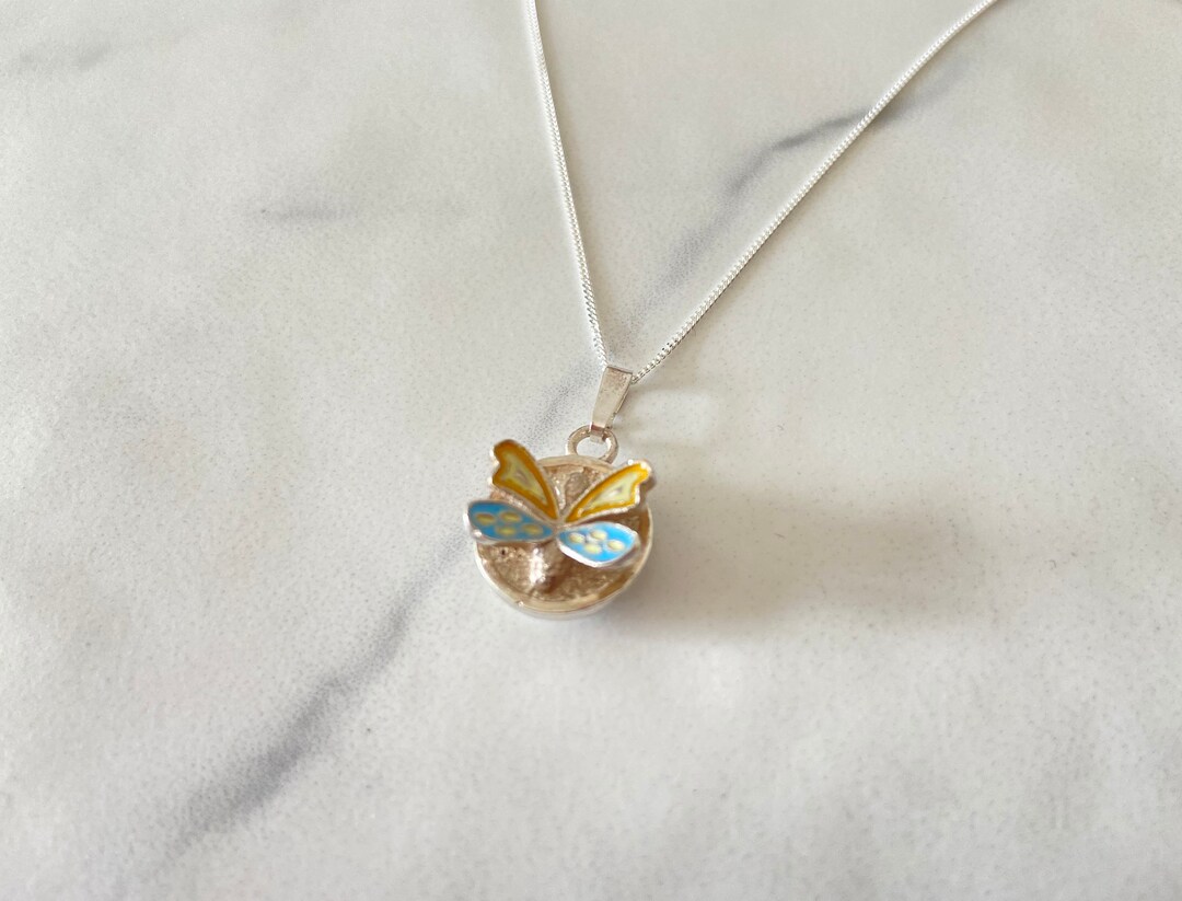 Handmade Cornish Jewellery Sterling Silver, Enamel Butterfly Necklace ...