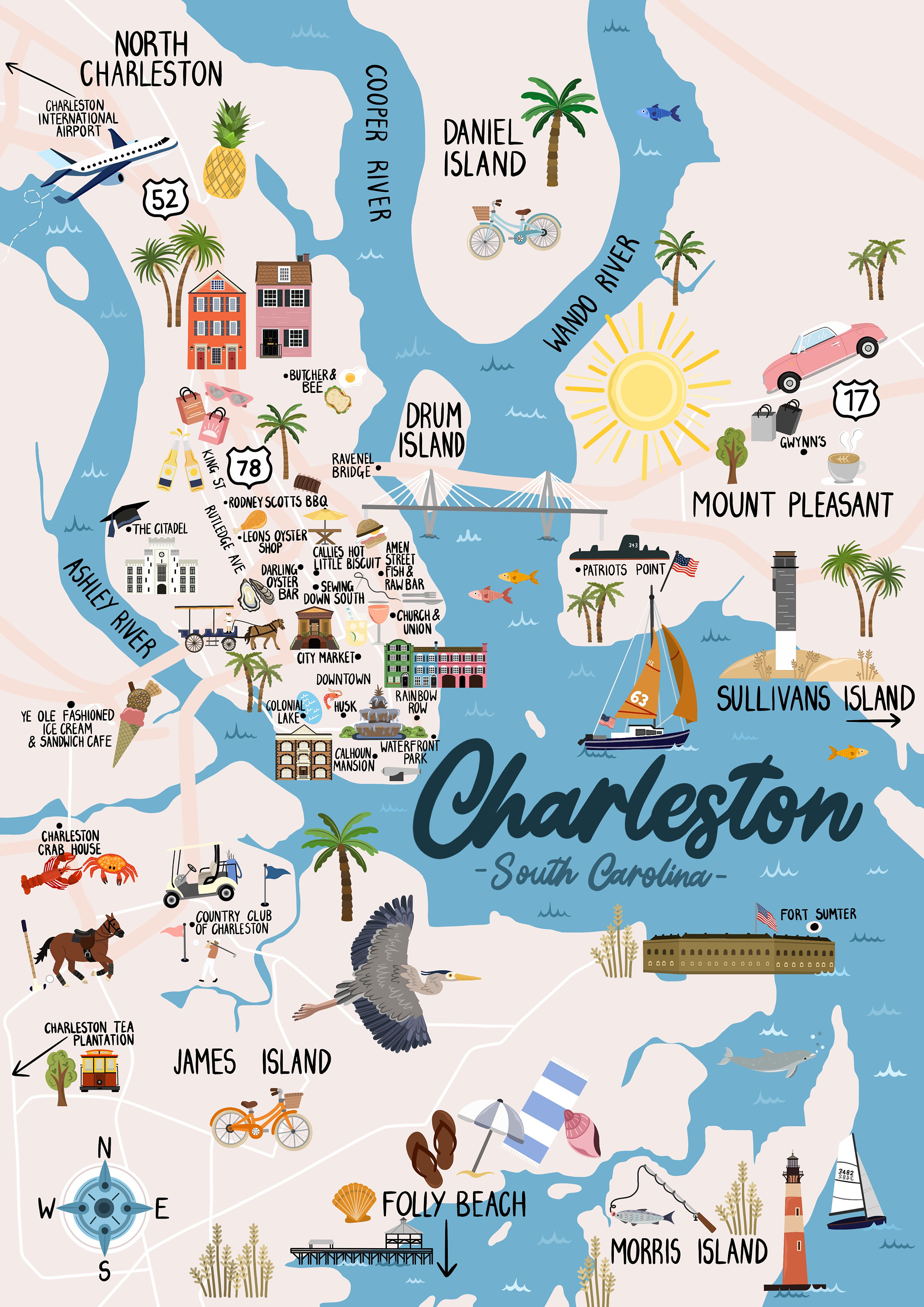 Charleston - Map and Travel Guide - Etsy