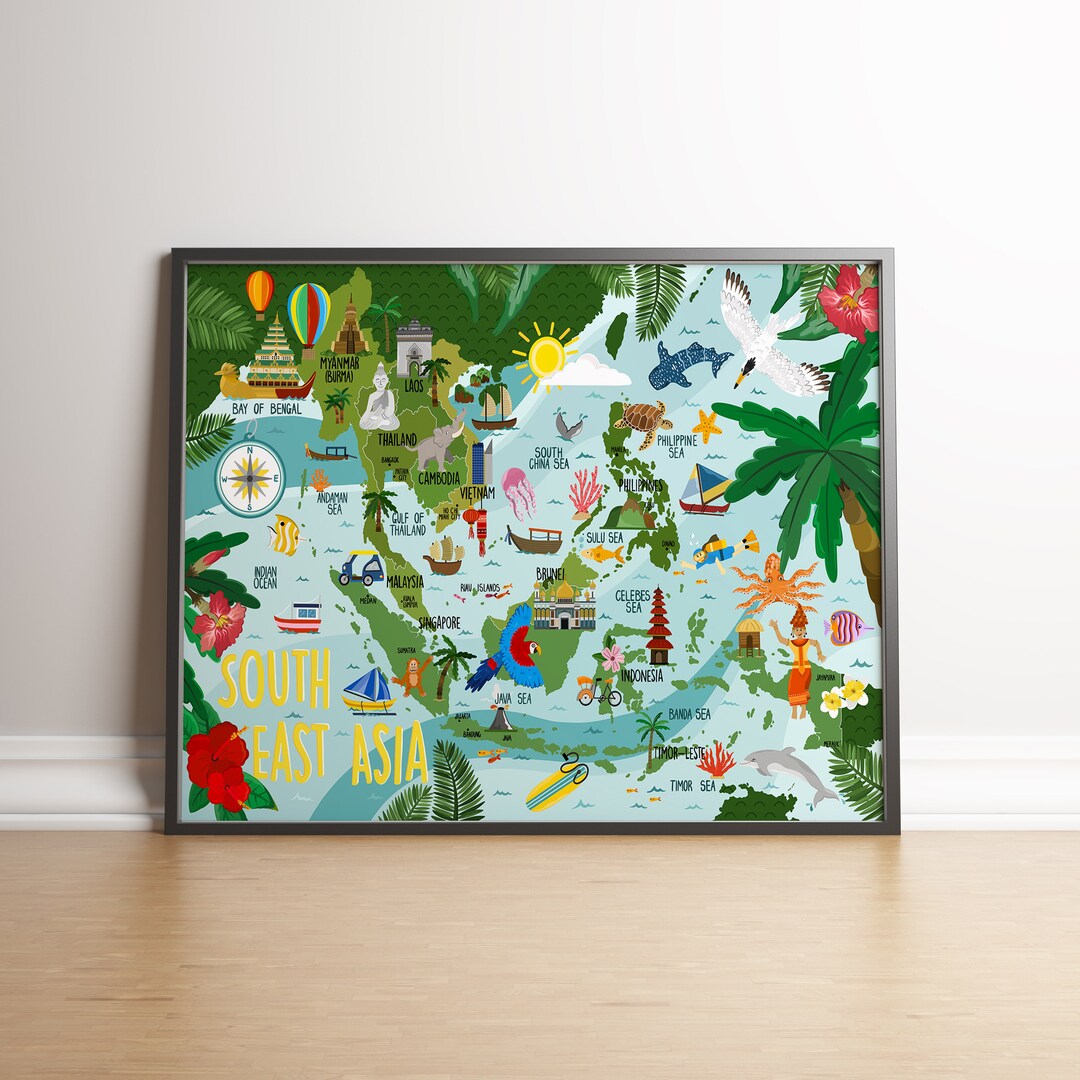 South East Asia - Map - Etsy