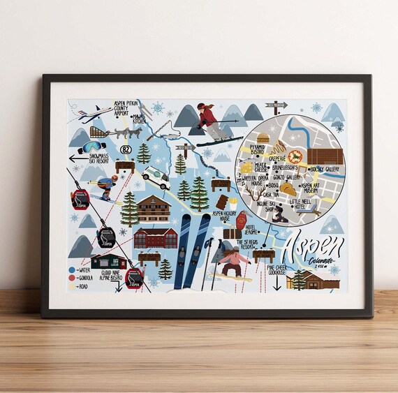 Aspen Map and Travel Guide Print - Etsy