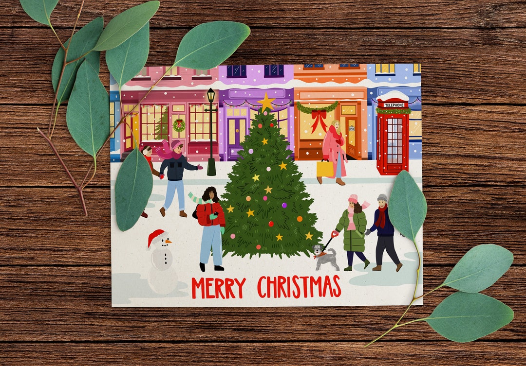 Christmas Village Christmas Card - Etsy UK