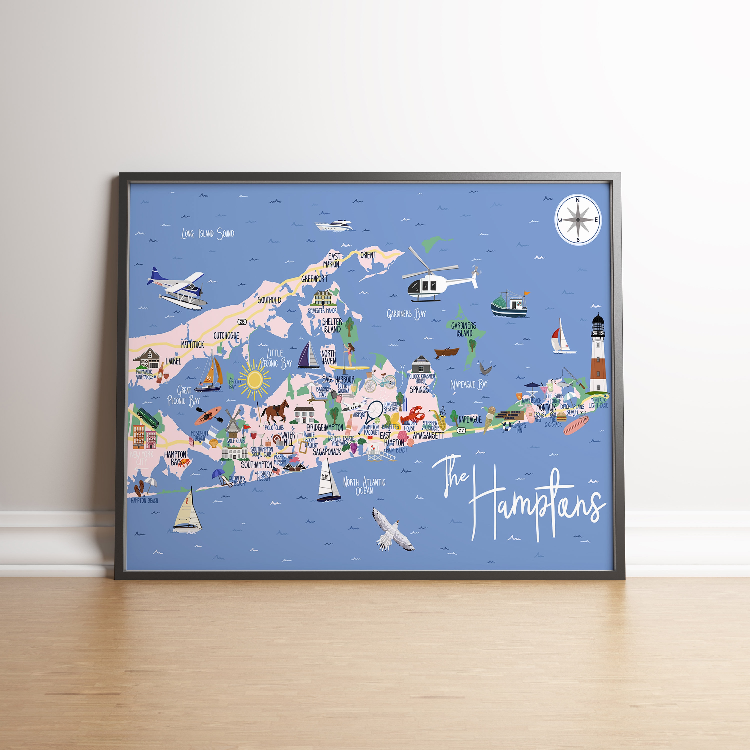 The Hamptons - Map Print - Etsy