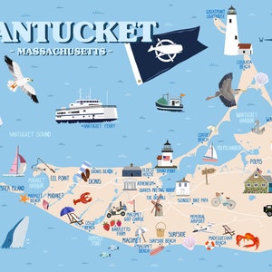 Nantucket - Map Print - Etsy UK