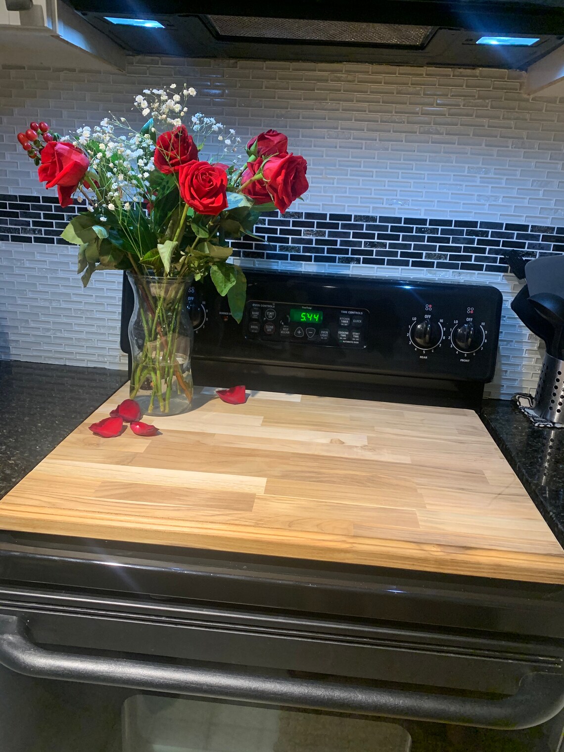 Teak Wood Multi-purpose Butcher Block, Stove Top Cover, and Cutting ...