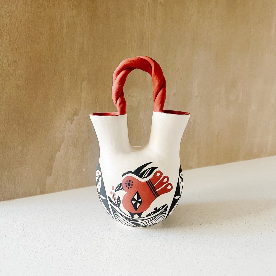 Vintage Daisy Concho Acoma New Mexico Wedding Vase, Pottery Bird Vase ...