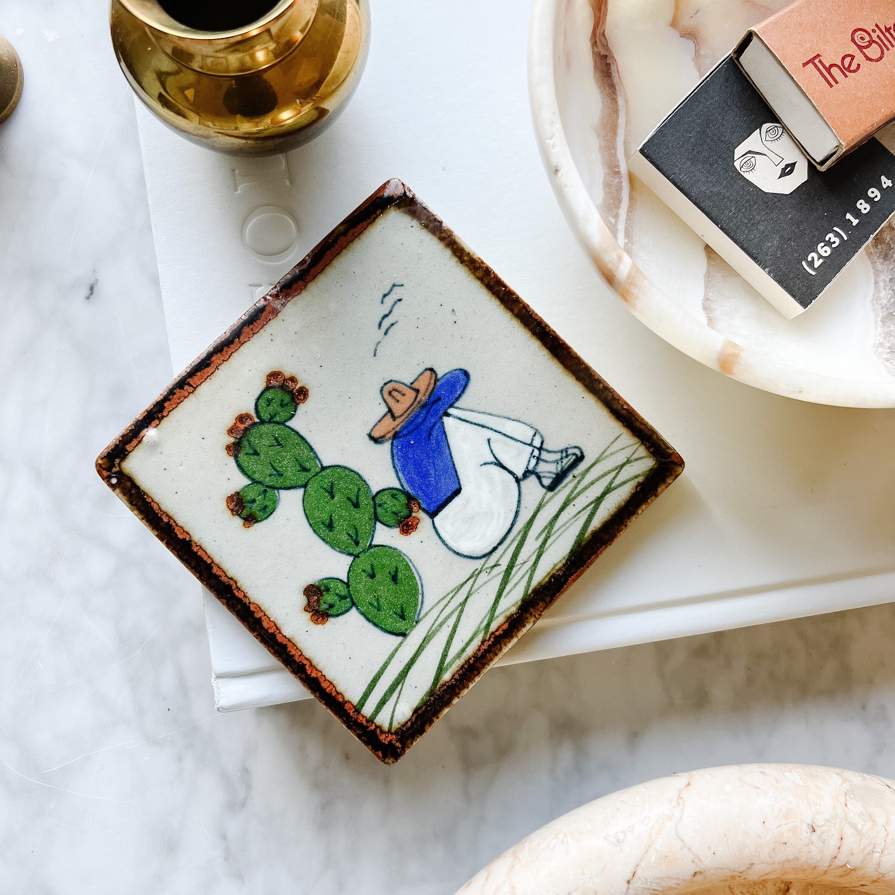 Vintage Cowboy Cactus Ceramic Tile Vintage Southwestern - Etsy