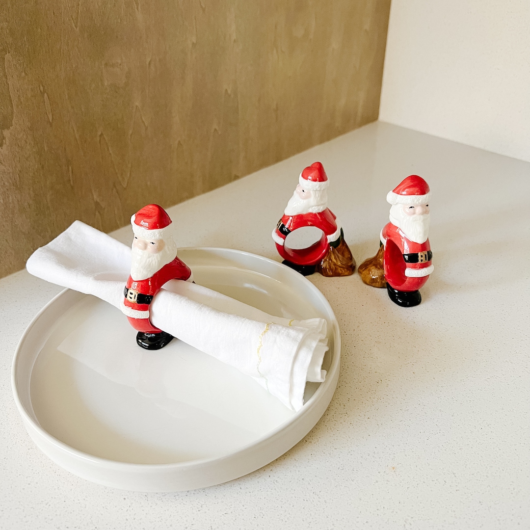 Vintage Ceramic Santa Claus Napkin Holders Set 8 Vintage Christmas ...