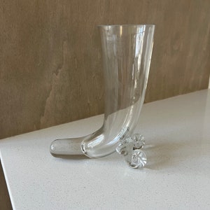 Vintage Glass Footed Horn Vase, Vintage Svend Jensen Kronos Poland ...