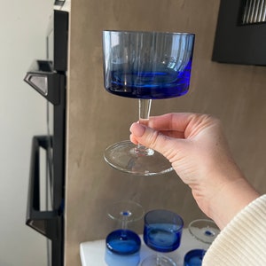Vintage Two Toned Modern Wine Glasses (4), Dusty Blue Cocktail Glass ...