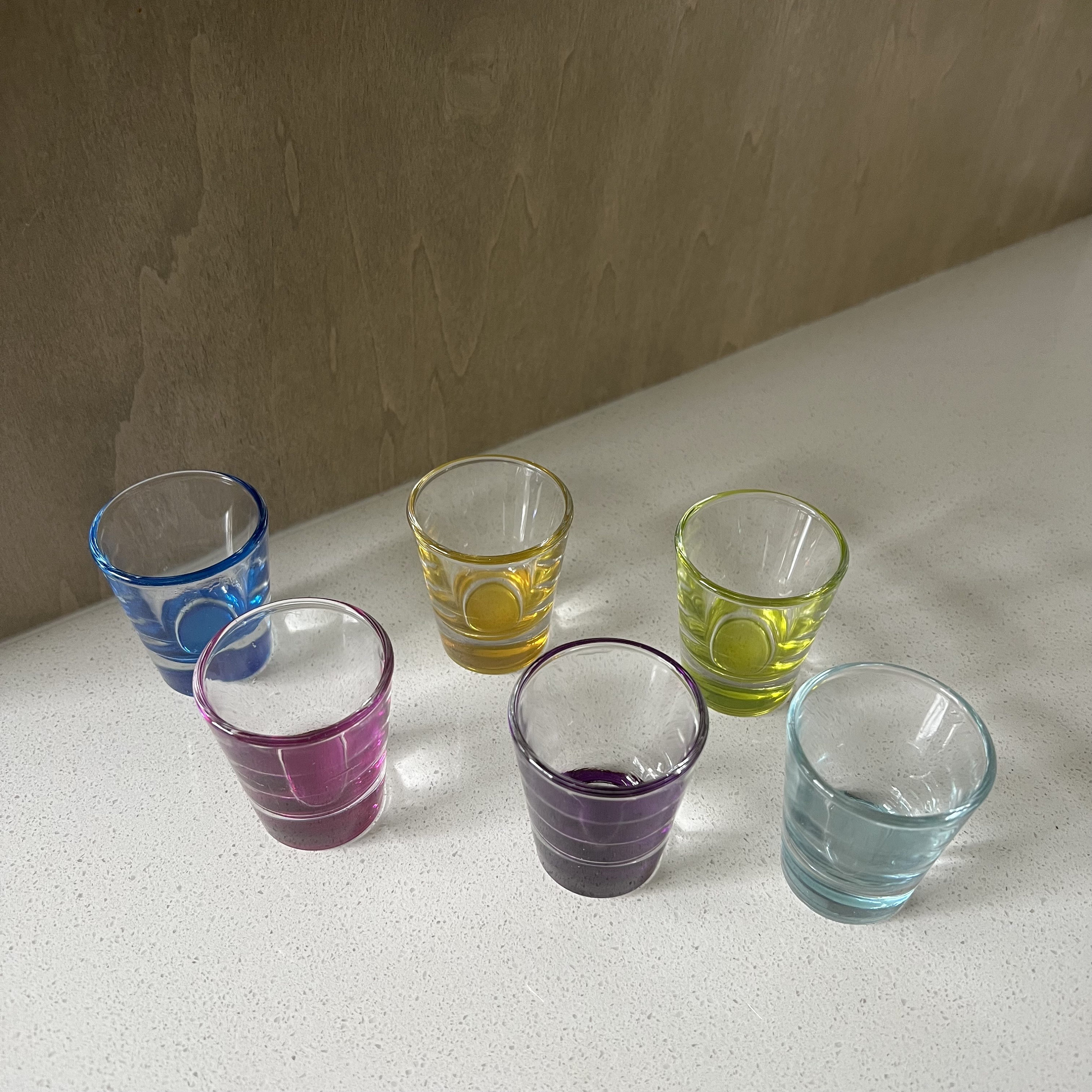 Vintage Rainbow Shot Glasses, Set of 6, Vintage Colored Unique Shot ...