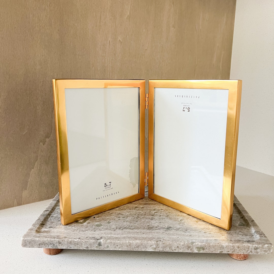 Gold Folding Picture Frame 5x7, Pottery Barn Multiple 2 Photo Folding ...