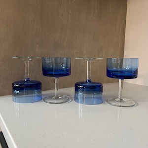 Vintage Two Toned Modern Wine Glasses (4), Dusty Blue Cocktail Glass ...