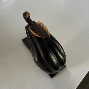 Carved Wooden Pear Figurine on Stand, Handcrafted Wood Pear, Mid ...