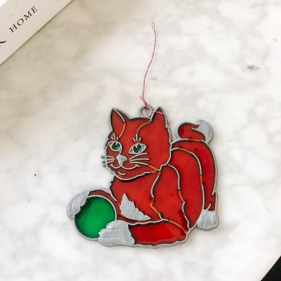 Vintage Cat Sun Catcher Suncatchers Glass Art etna.com.pe