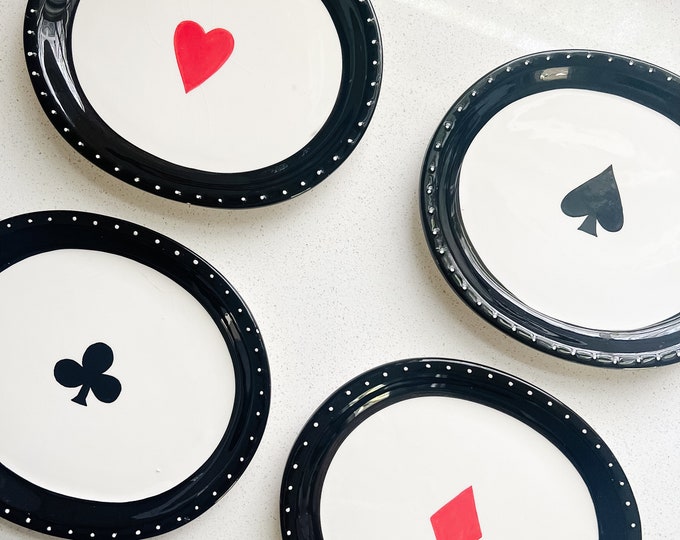 Sal Gal Designs Deal a Party Appetizer Plate Set of 4, Vintage Classic ...