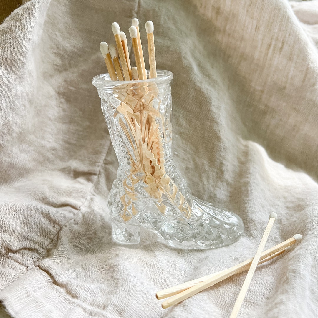 Vintage Glass Boot Vase, Boot Matchstick Holder,small Boot Vase ...