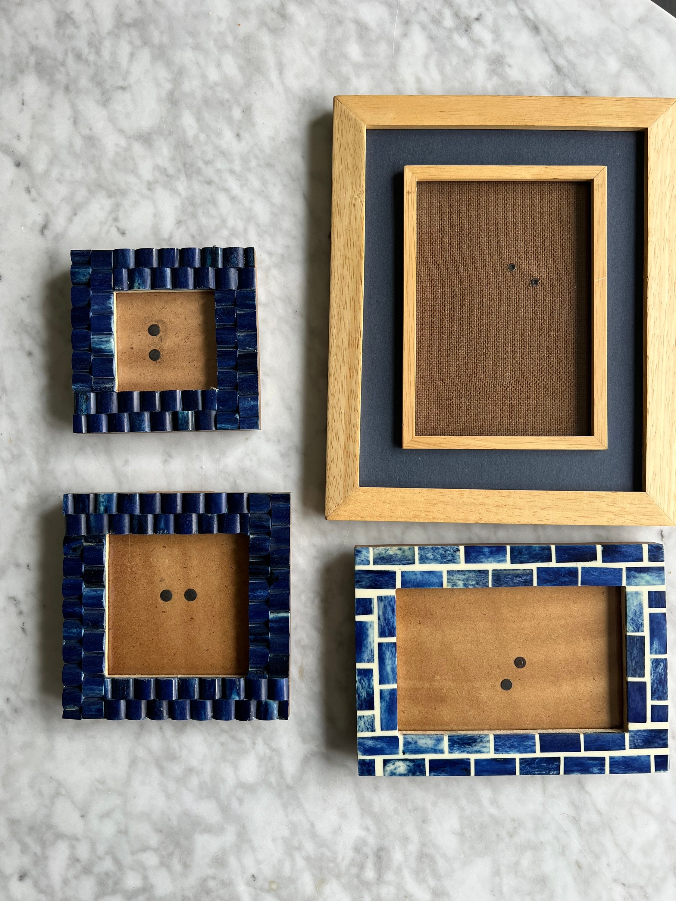 Vintage Blue Picture Frames Set of 4 Blue and Wood & Tile - Etsy