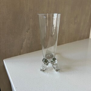 Vintage Glass Footed Horn Vase, Vintage Svend Jensen Kronos Poland ...