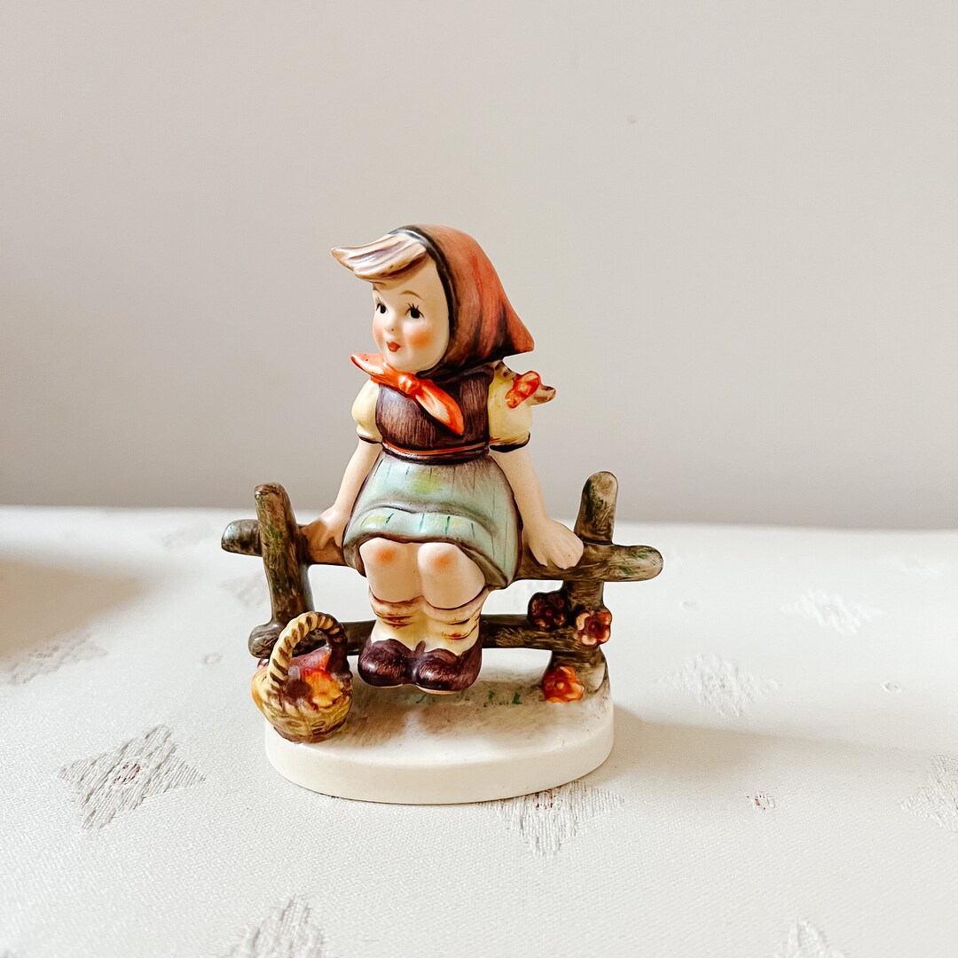 Vintage Goebel Girl Hummel, Just Resting 113, Girl Sitting on Fence ...