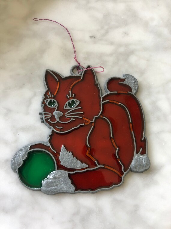 Vintage Cat Sun Catcher Suncatchers Glass Art etna.com.pe