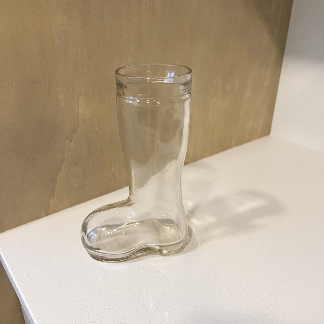 Vintage Glass Boot Beer Mug Glass Planter, Western Cowboy Boot Mug ...