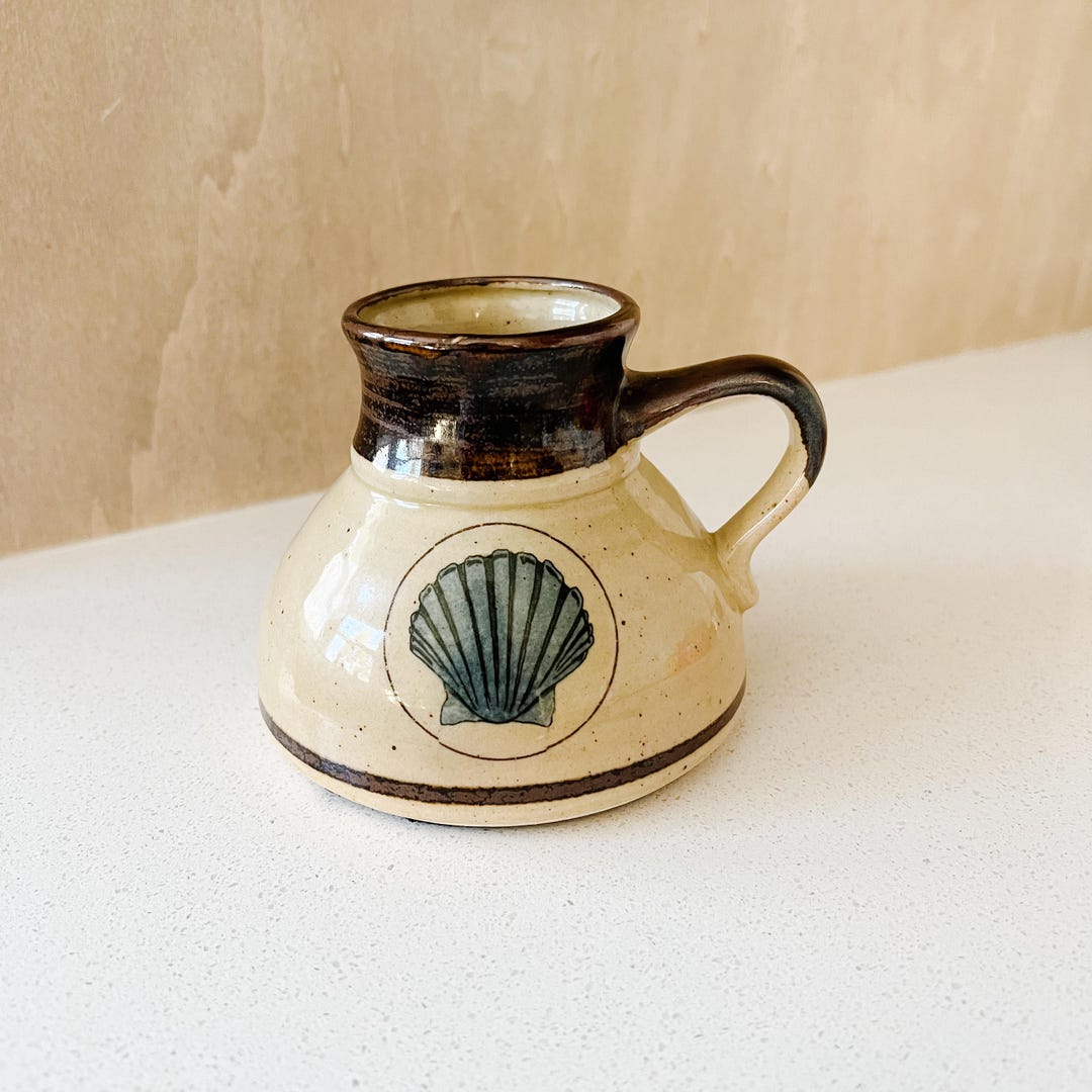 Vintage No Spill Mug, Seashell Studio Pottery No Spill MCM Mug, Retro ...