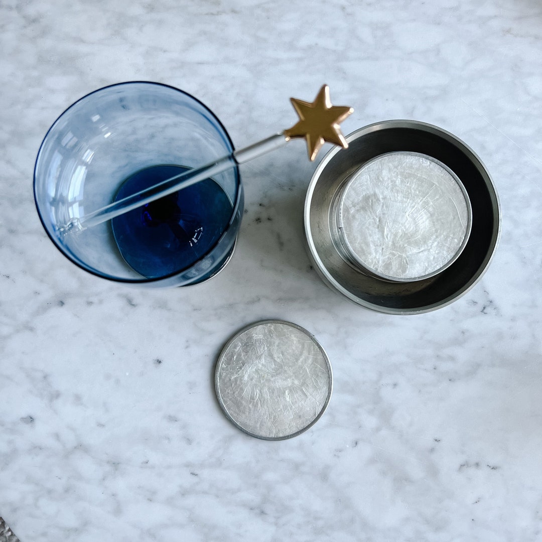 Vintage Capiz Shell Coaster Set (12), Mother of Pearl and Shell ...