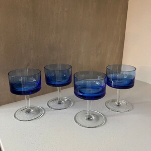 Vintage Two Toned Modern Wine Glasses (4), Dusty Blue Cocktail Glass ...