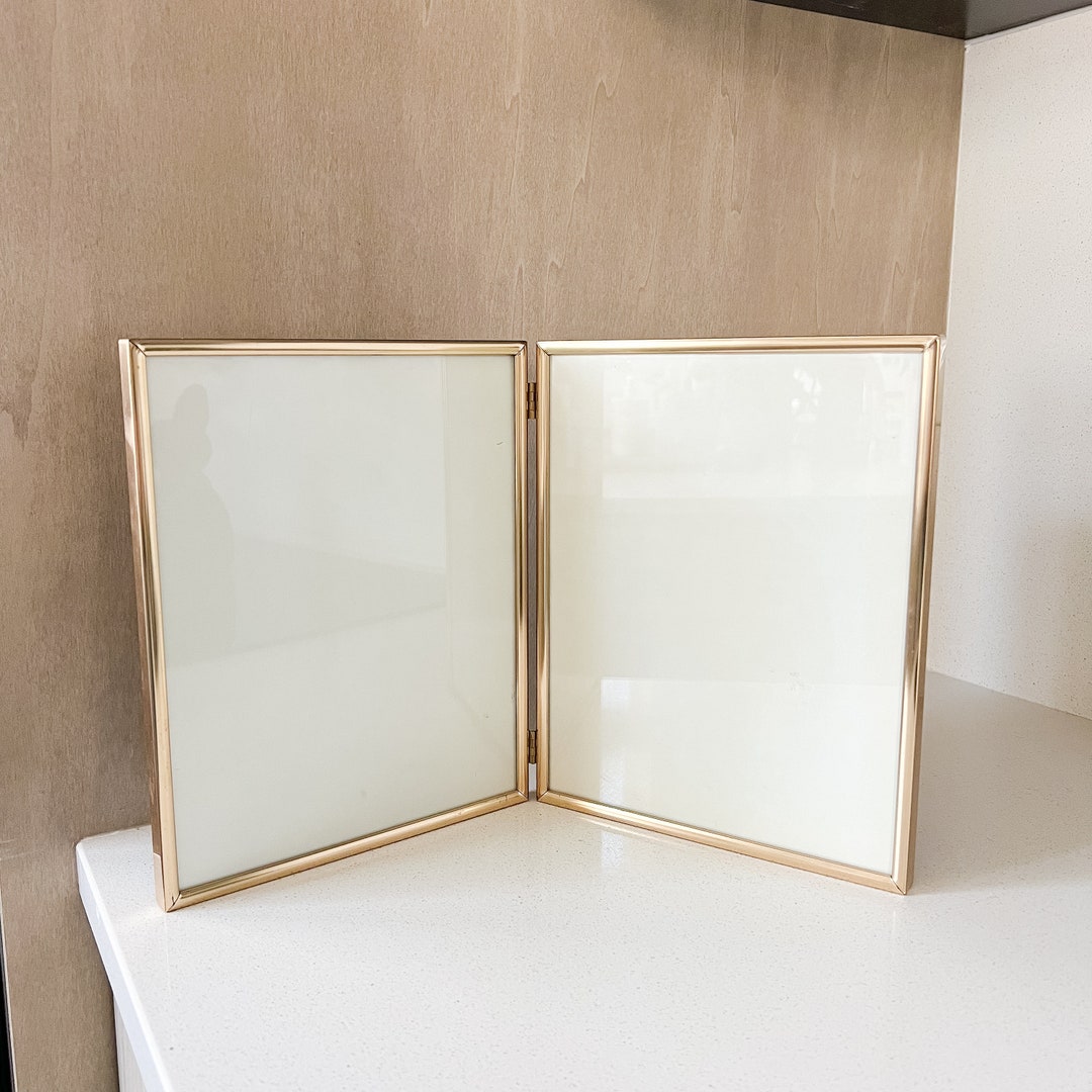 Vintage Gold Folding Picture Frame 8x10, Multiple 2 Photo Folding ...